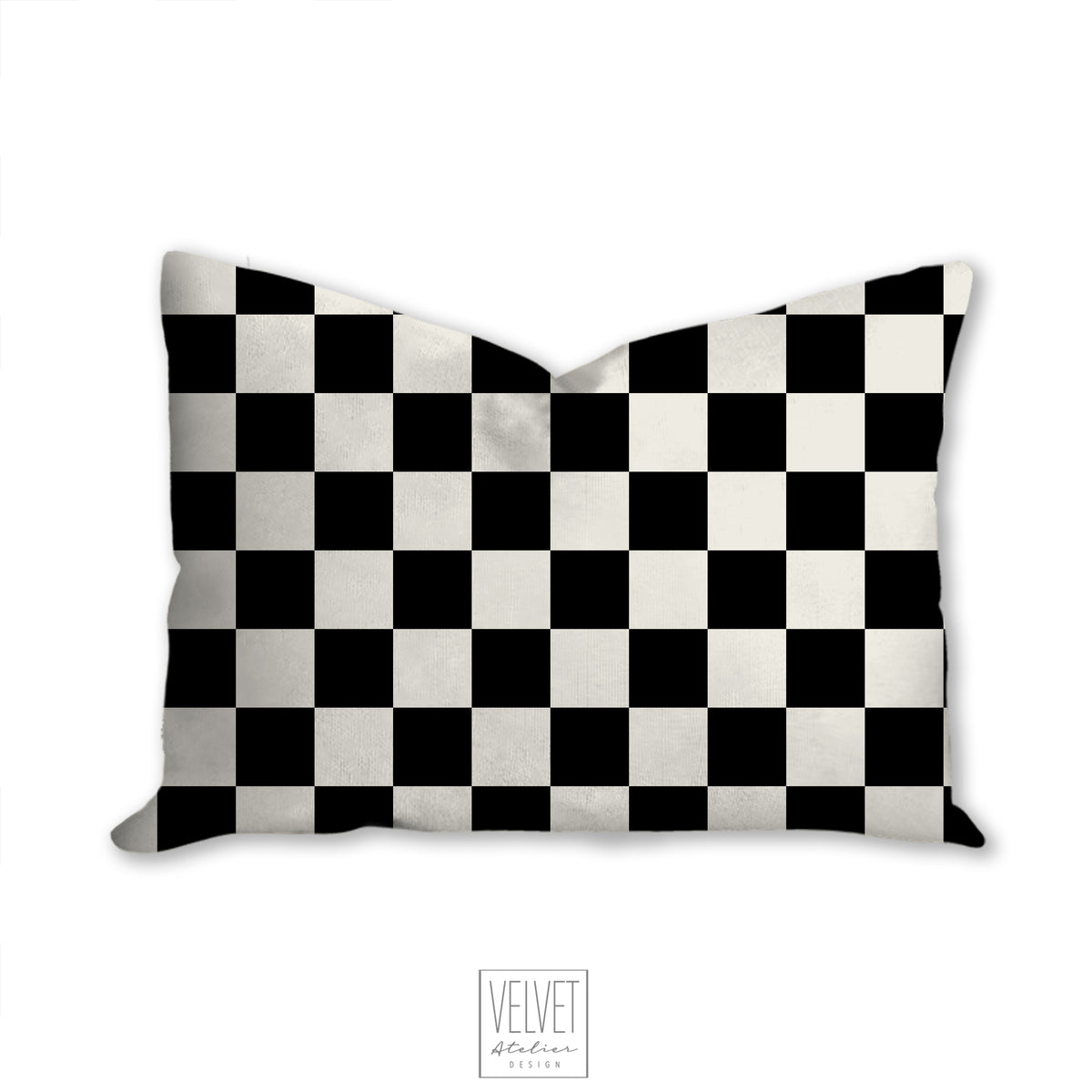 Black and white checkered pattern pillow – Velvet Atelier Design